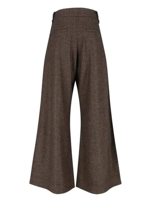 EUDON CHOI Wool Blend Straight Leg Trousers - Brown