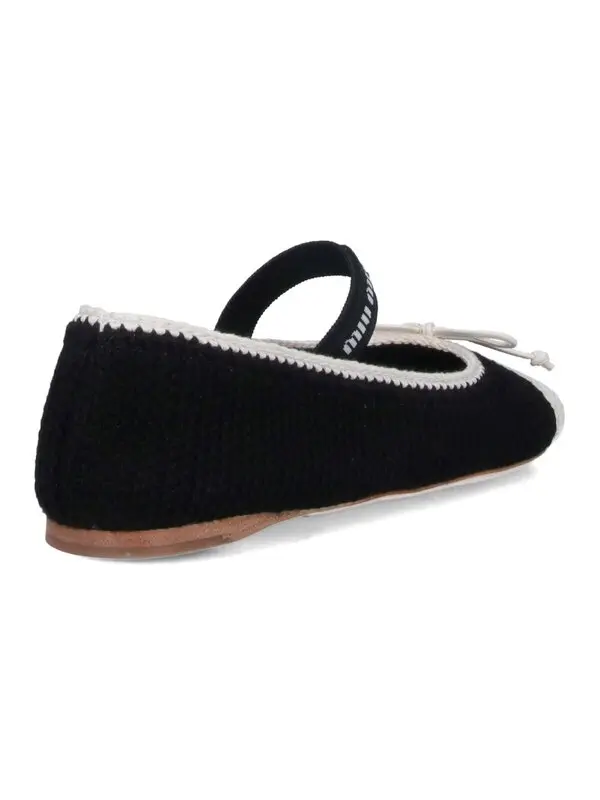 Miu Miu Crochet Knit Ballet Flats - Black
