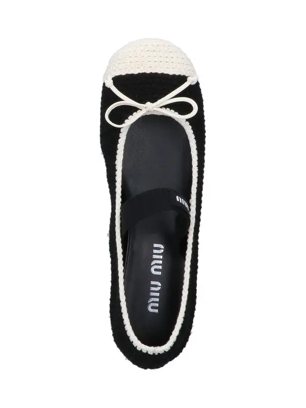 Miu Miu Crochet Knit Ballet Flats - Black