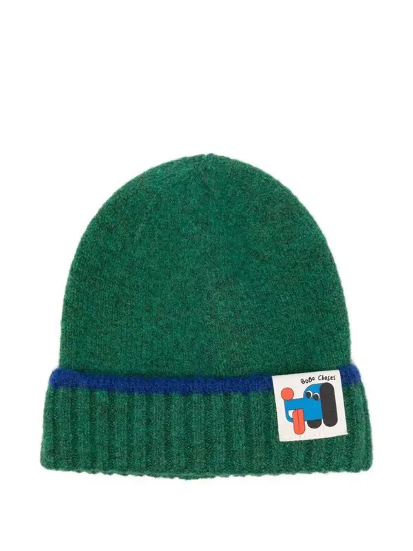 BOBO CHOSES Beanie Hat With Logo - Green
