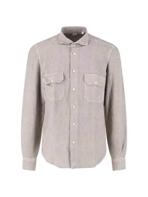 FINAMORE 1925 Salina' Linen Sports Shirt - Beige