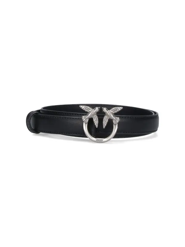 Pinko Love Birds Leather Belt - Black