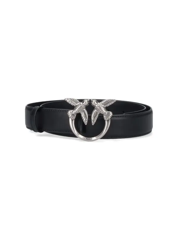 Pinko Love Birds Leather Belt - Black
