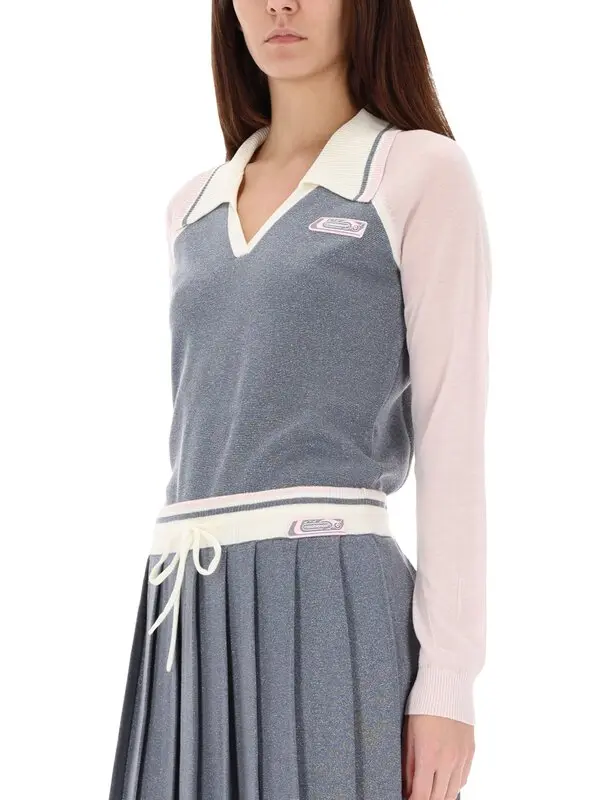Casablanca Long Sleeve Tennis Polo Shirt - Silver