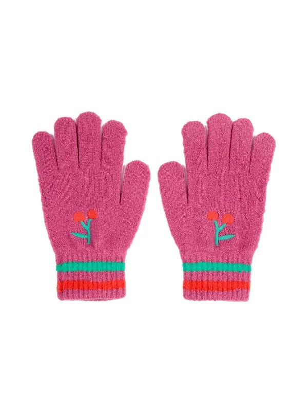 BOBO CHOSES Cherry Knitted Gloves - Fuchsia