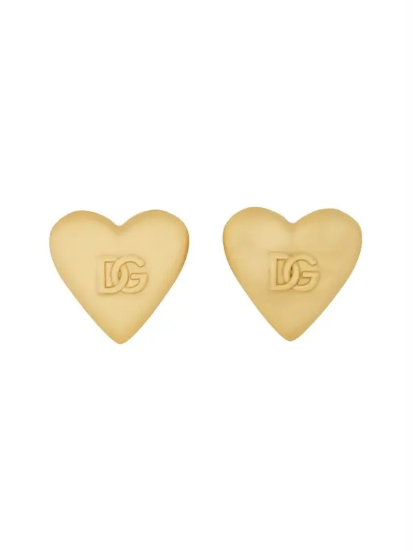 Dolce & Gabbana Heart Earrings With Dg Logo - Gold
