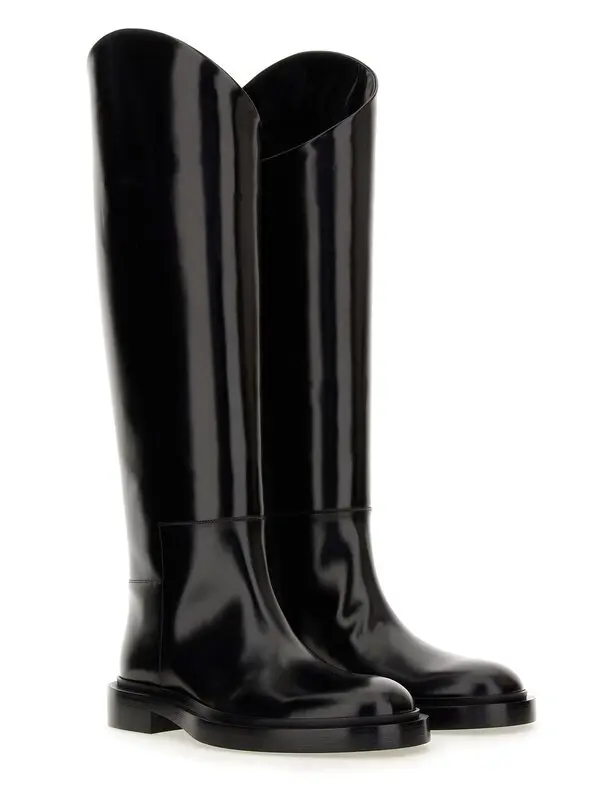 JIL SANDER Leather Knee High Boots