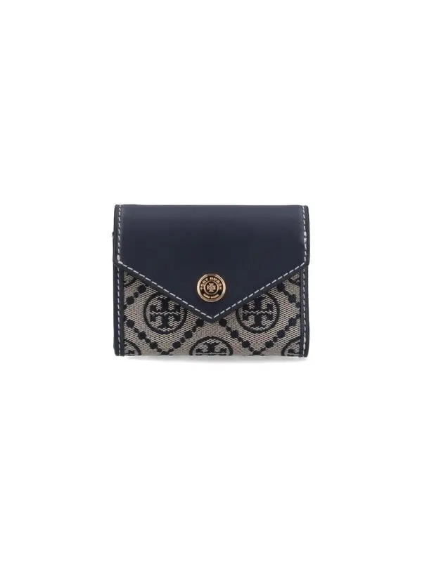 Tory Burch T Monogram' Small Trifold Wallet - Blue