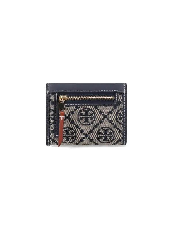Tory Burch T Monogram' Small Trifold Wallet - Blue