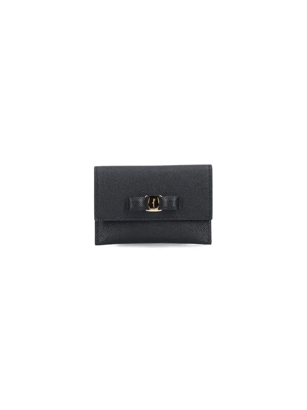 FERRAGAMO Fiocco Vara' Card Case - Black