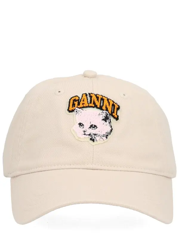 GANNI Baseball Cap With Logo - Ivory