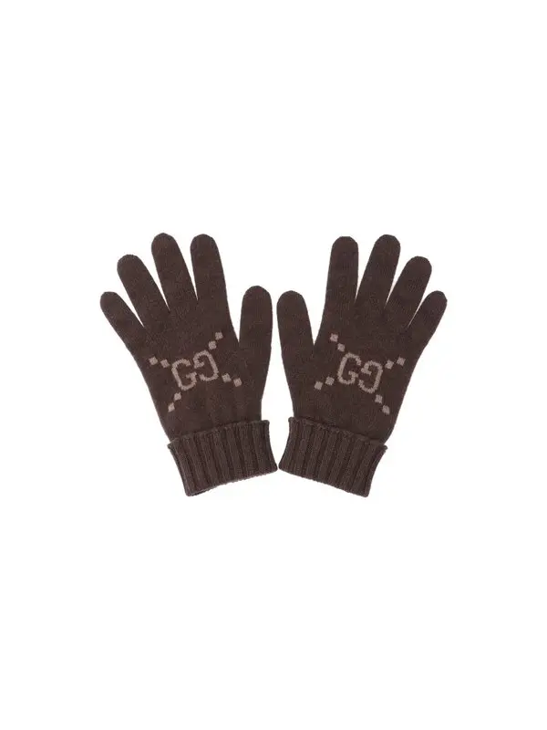 Gucci Gg Cashmere Gloves - Brown