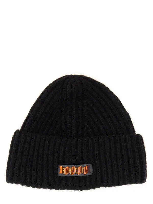 BARACUTA Logo Patch Beanie - Black