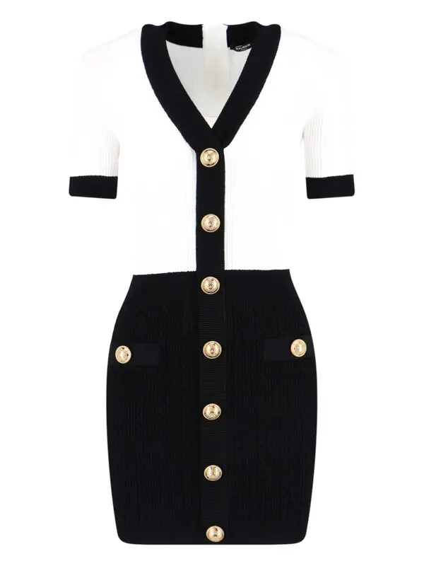 Balmain Mini Dress With Decorative Buttons - Black