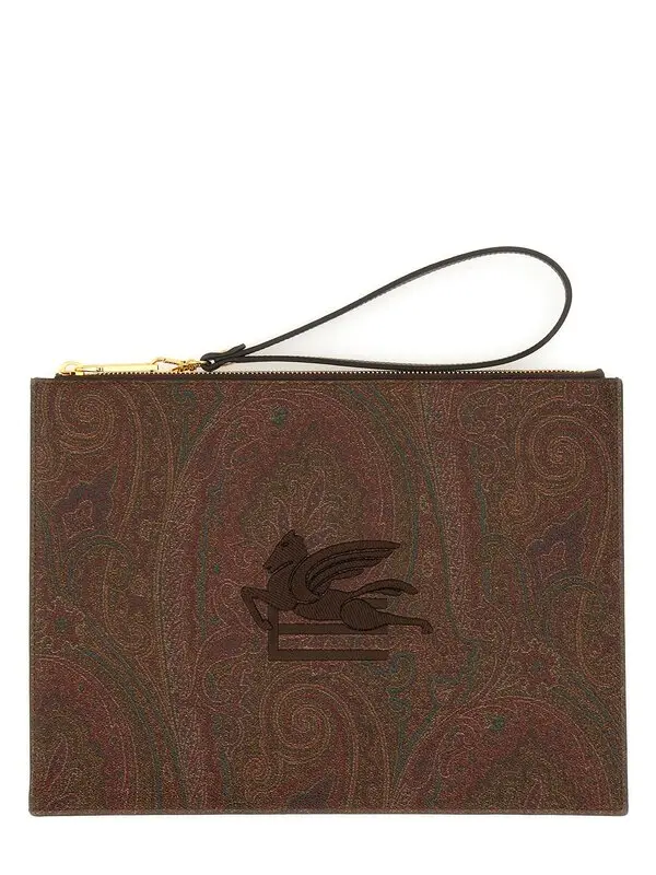 Etro Jacquard Paisley Pouch - Brown