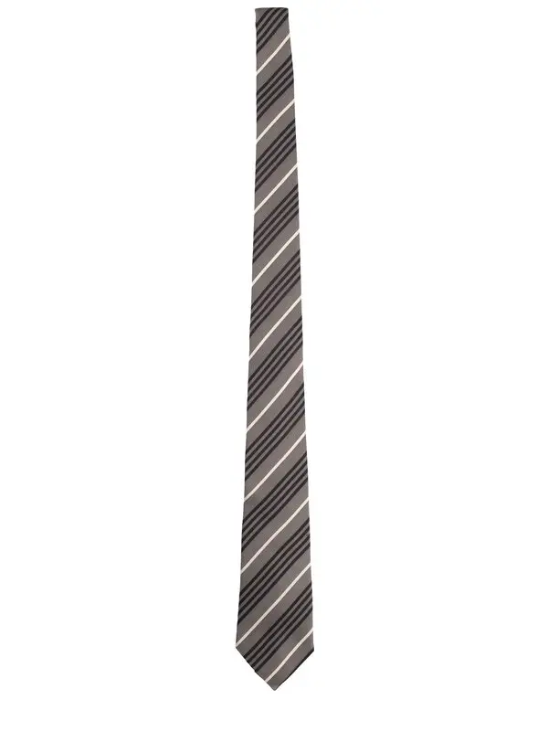 Saint Laurent Wide Striped Neck Tie - Grey