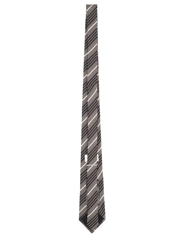 Saint Laurent Wide Striped Neck Tie - Grey
