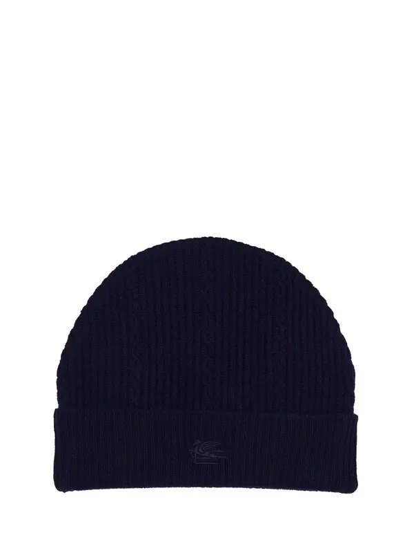 Etro Beanie Hat With Logo - Blue