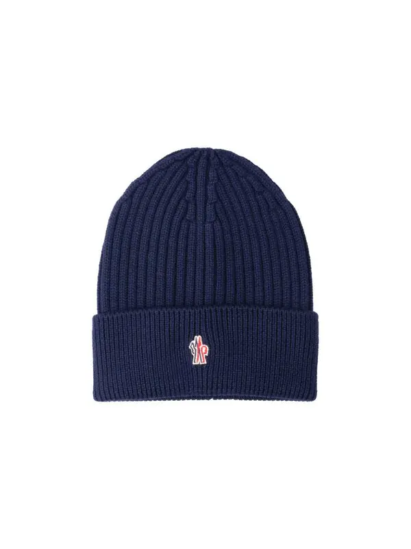 Aspesi Moncler Ribbed Virgin Wool Beanie - Blue
