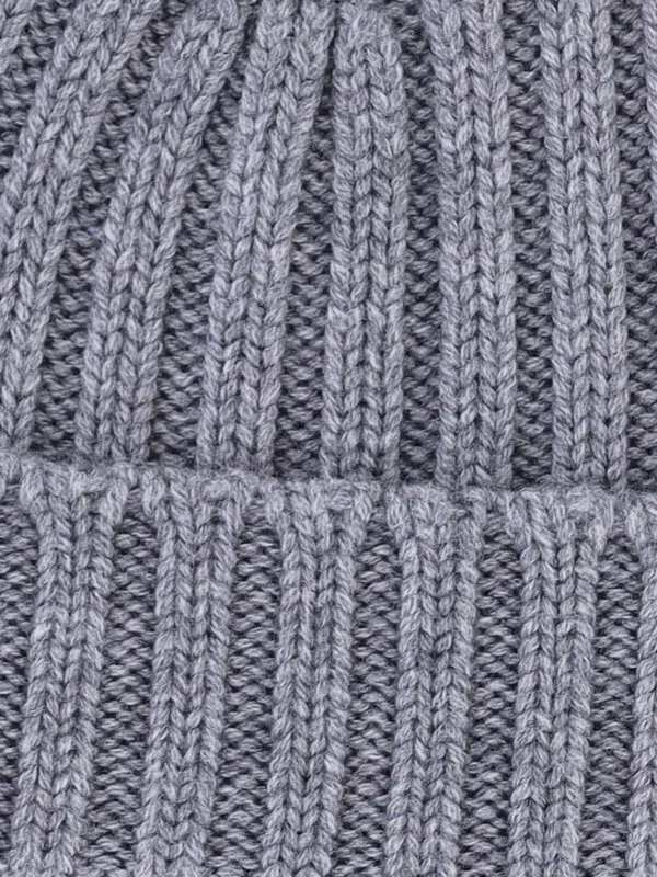 Aspesi Moncler Ribbed Virgin Wool Beanie - Gray
