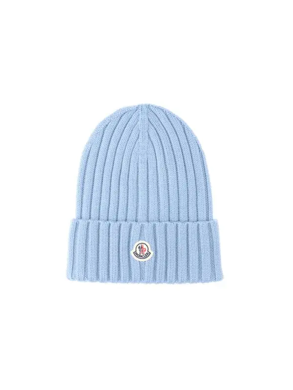 Moncler Virgin Wool Beanie - Light Blue