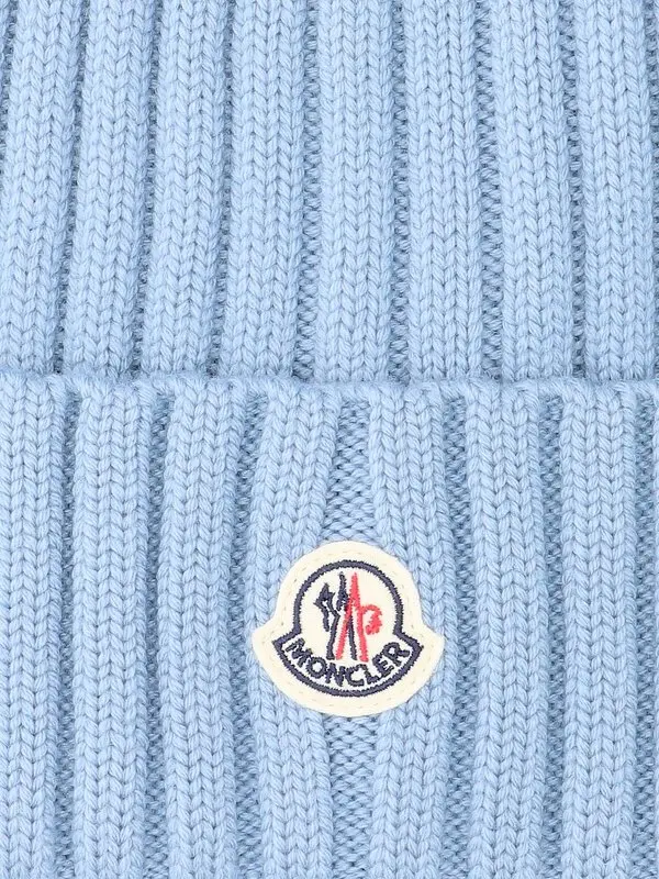 Moncler Virgin Wool Beanie - Light Blue