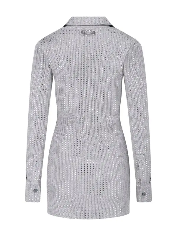 Attico Rhinestone Mini Dress - Gray