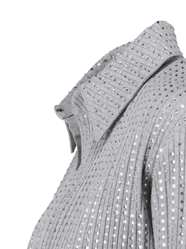 Attico Rhinestone Mini Dress - Gray