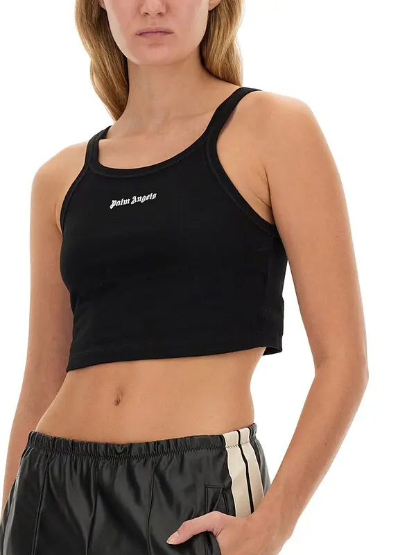 Palm Angels Cropped Tank Top - Black