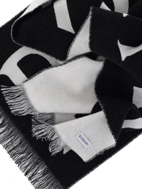 Burberry B Shield" Reversible Scarf - Black