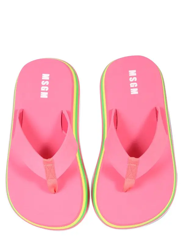 MSGM Striped Thong Sandals - Fuchsia