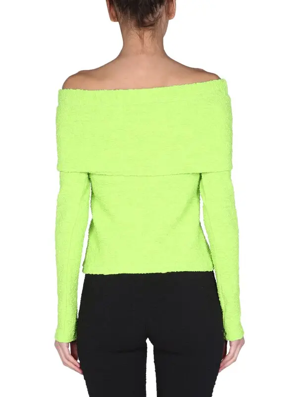 MSGM Boat Neck Embossed Top - Green