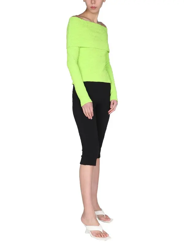 MSGM Boat Neck Embossed Top - Green