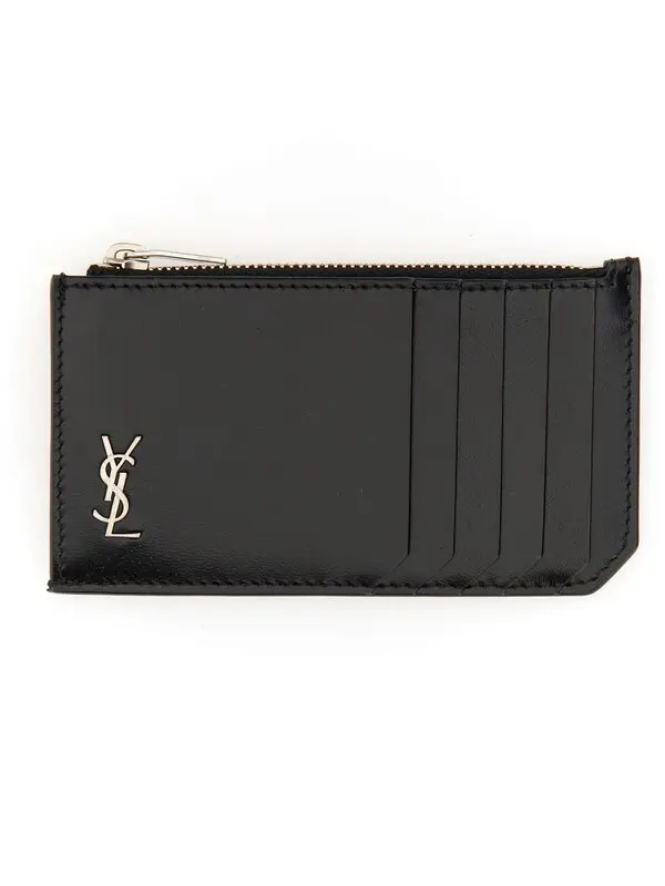 Saint Laurent Leather Card Holder - Black