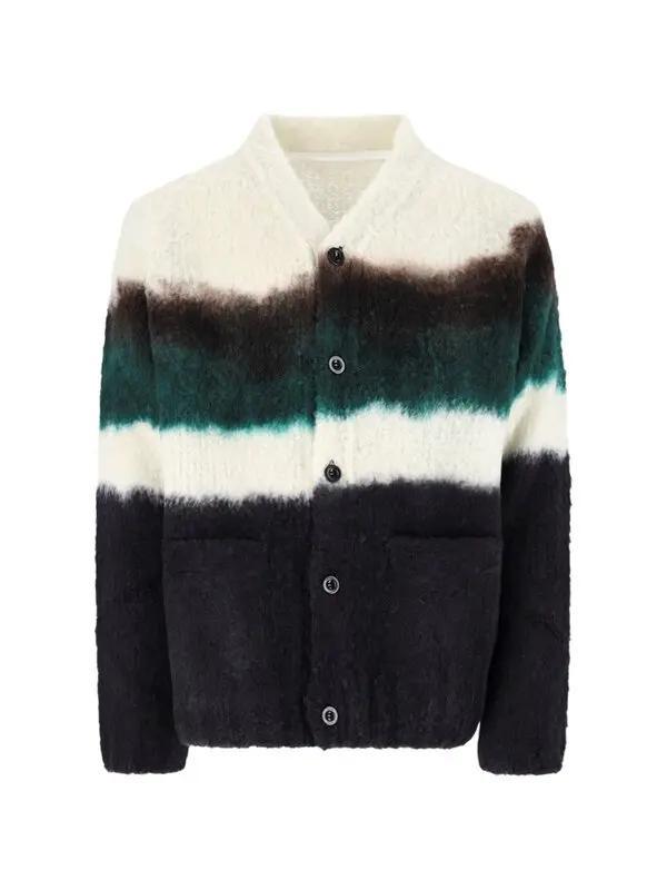 Bottega Veneta Casablanca Half-zip Cardigan With Striped Detailing - Multi