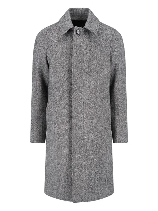 LARDINI Houndstooth Wool Coat With Belt - Gray