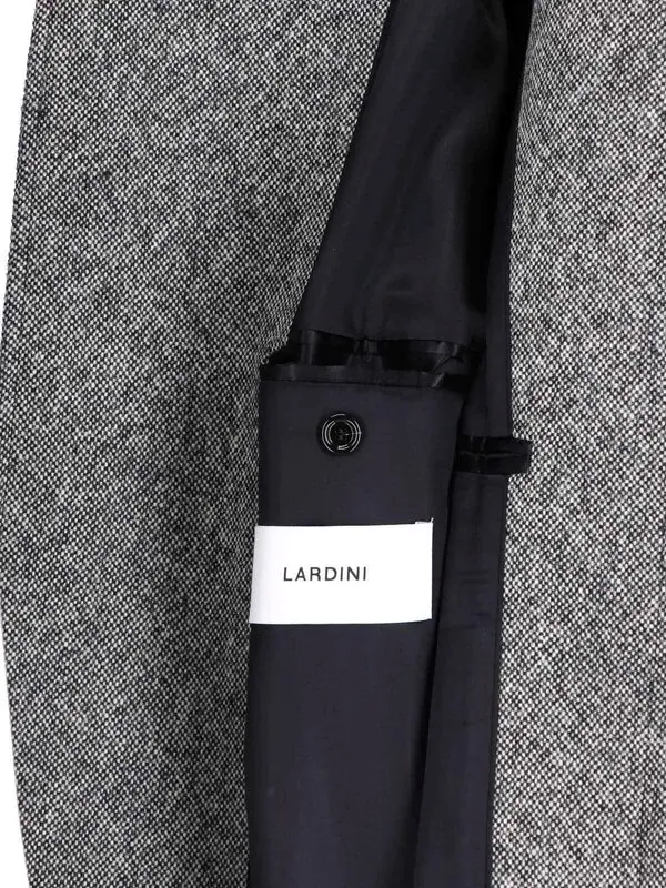 LEMAIRE Lardini Houndstooth Wool Coat With Belt - Gray