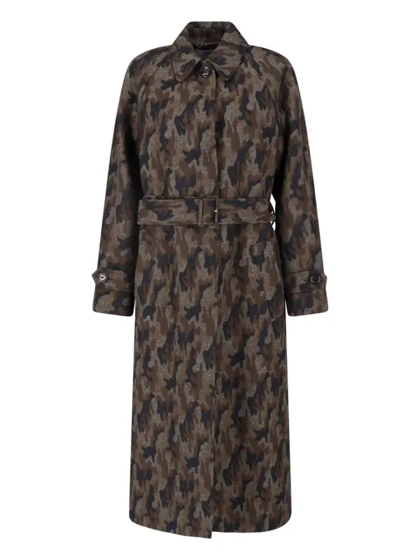 LARDINI Wool Coat With Belt - Multi