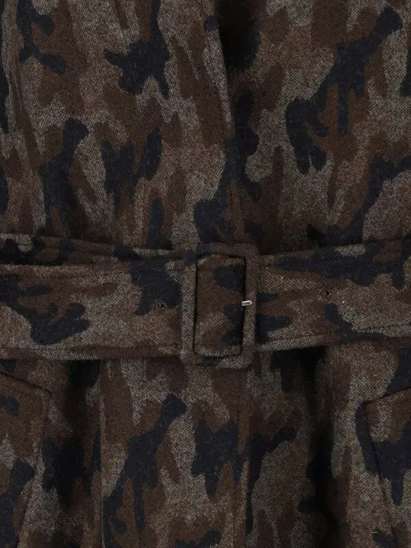 LARDINI Wool Coat With Belt - Multi