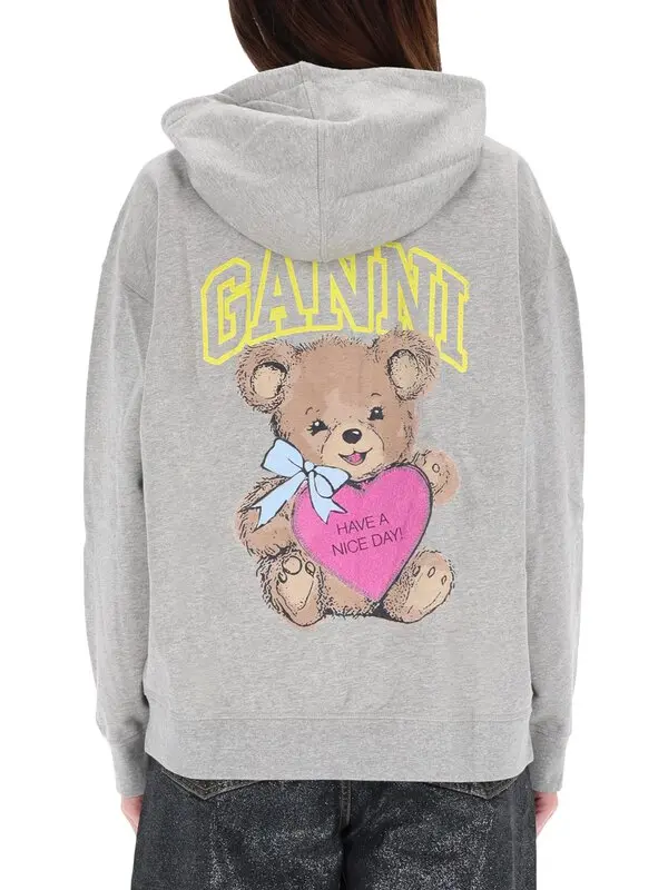 GANNI Teddy Zip-up Sweatshirt - Grey