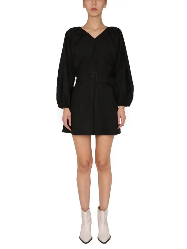 PATOU Balloon Sleeves V-neck Dress - Black