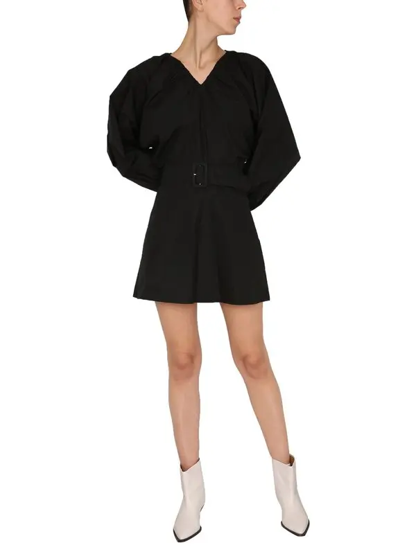 PATOU Balloon Sleeves V-neck Dress - Black