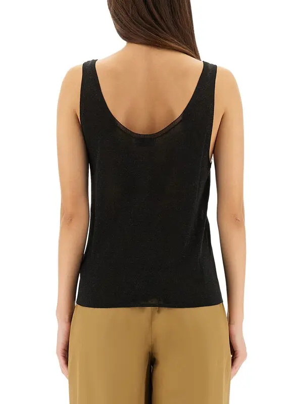 Saint Laurent Lurex Knit Tank Top - Black