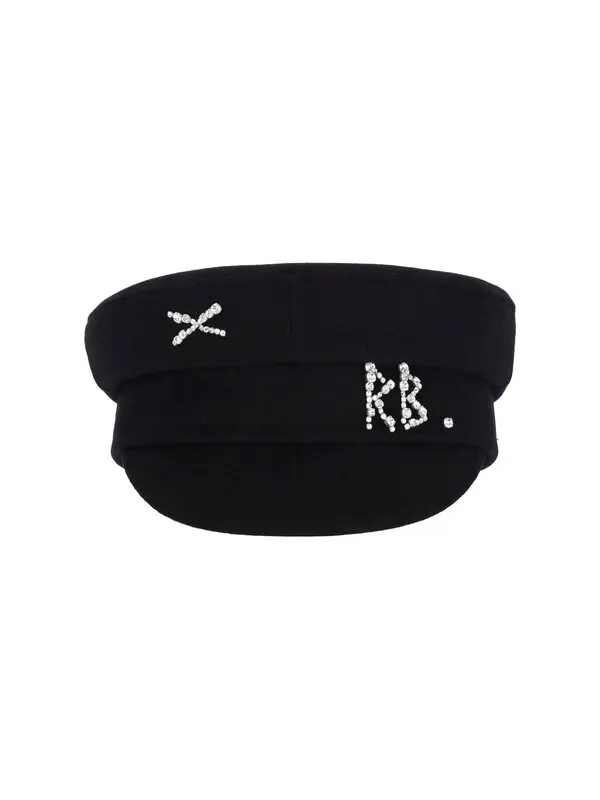 Ruslan Baginskiy Wool Baker Boy Cap With Rhinestones