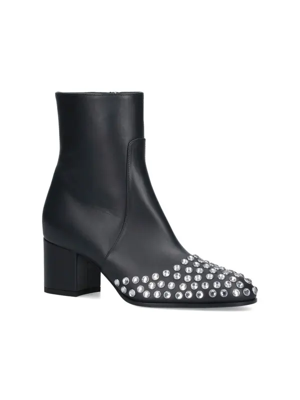 Alaïa Low Ankle Boots With Rhinestones
