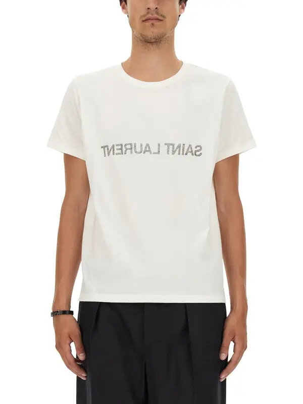 Saint Laurent Inverted Logo T-shirt - White