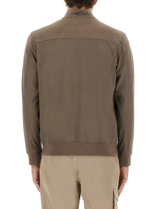 Herno Resort Bomber Jacket In Suede Alternatives