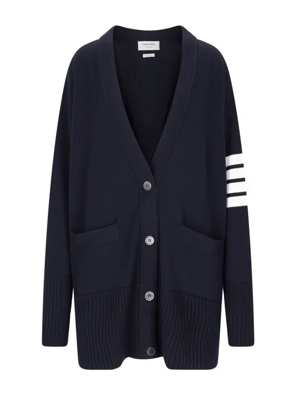 Thom Browne Oversized Wool V-neck Cardigan