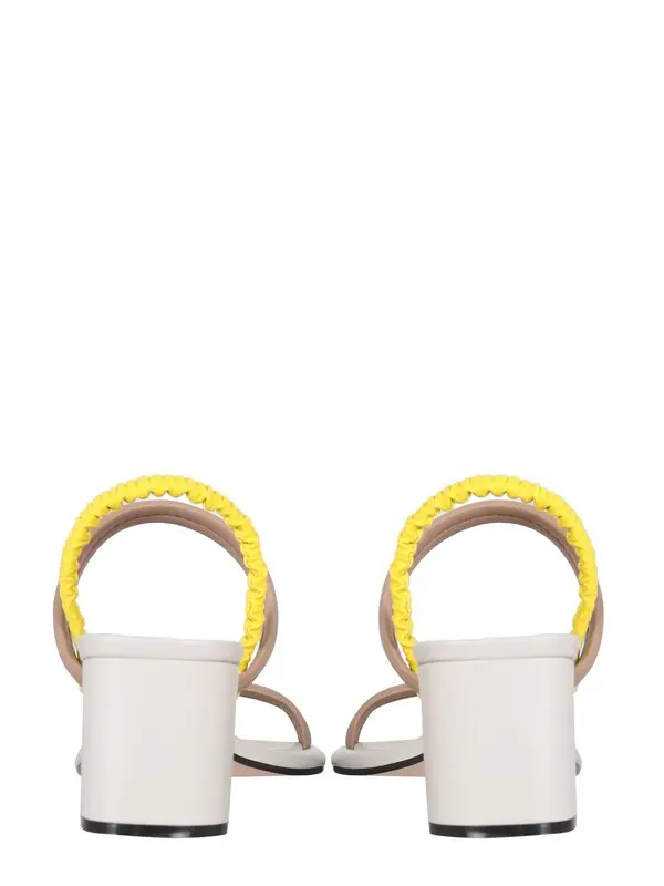 ALYSI Leather Strappy Sandals - Beige