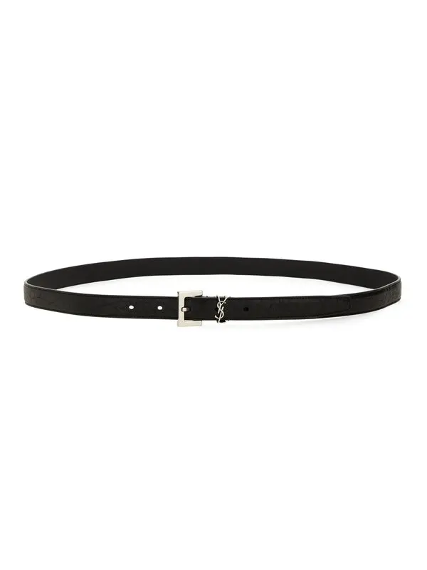 Saint Laurent Cassandre Thin Belt - Black